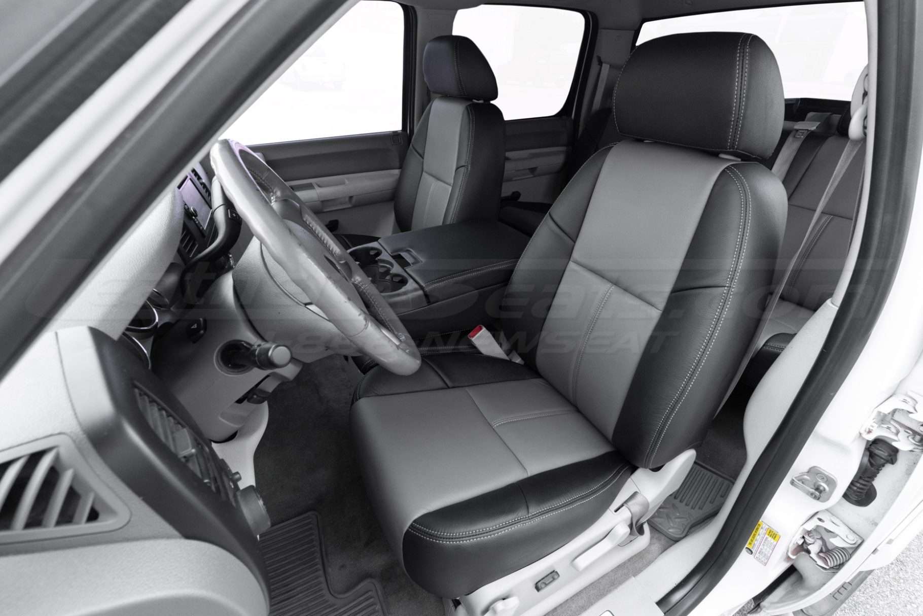 2007 2013 Chevy Silverado Leather Kit Black Light Grey LeatherSeats